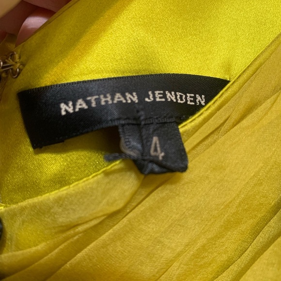 Nathan Jenden | Dresses | Nathan Jenden Satin Chiffon Green Button ...